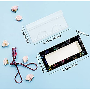 GuangZhou 60 Pieces False Eyelashes Box Empty Lash Packaging Storage Containers 30 Soft Paper Lash Boxes with 30 Tray Laser Butterfly Prints Lash Case Holder (Black)