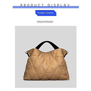 HACODAN Puffer Tote Bag Quilted Crossbody Bag for Women Trendy Puffy Purse Messenger Handbags Down Padded Shoulder Bag (red)