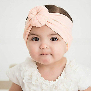 Qandsweet Baby Headbands Circle Bows Knotted Soft Silk Nylon Headwraps For Newborn Infant Toddlers Girl Kids
