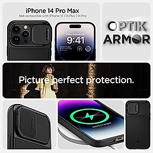 Spigen Optik Armor (MagFit) Compatible with MagSafe Designed for iPhone 14 Pro Max Case (2022) - Black