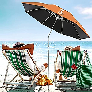 AosKe Beach Umbrella UV 50+,Umbrella with Sand Anchor & Tilt Aluminum Pole, Outdoor Sunshade umbrella with handbag, Portable Beach Umbrella with Carry Bag for Beach Patio Garden Outdoor- Orange