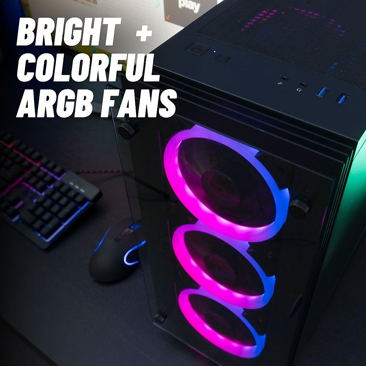 Empowered PC Stratos Micro Gaming Desktop - RTX 4060, Intel 20 Core i7-14700KF (~ i9-13900K), 32GB DDR5 RAM, 512GB NVMe SSD + 2TB HDD, WiFi, Windows 11H - Liquid Cooled RGB Gamer Computer