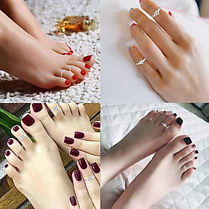 Sllaiss 925 Sterting Silver Open Toe Ring for Women Flower Adjustable Toe Ring Hypoallergenic CZ Rings Simple Open Thin Band Ring Tail Ring Foot Jewelry