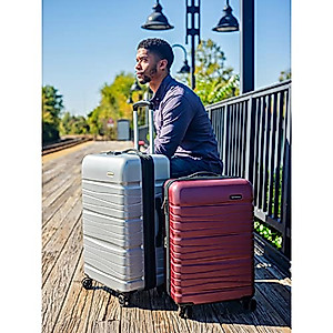 Samsonite Evolve SE Hardside Expandable Luggage with Double Wheels, Arctic Silver, Medium Spinner