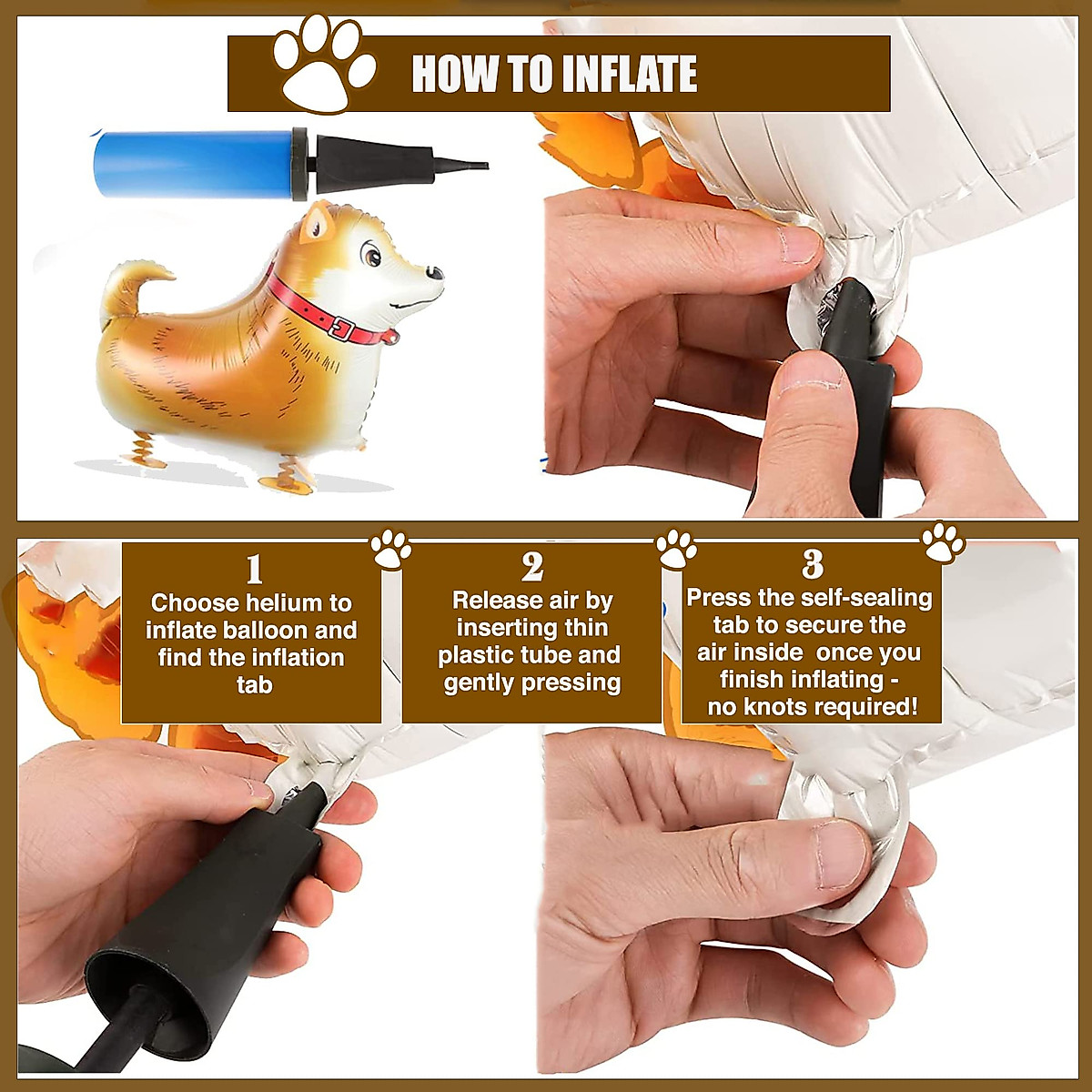 6 Pcs Walking Animal Balloons - Foil Dog Balloon for Kids, Puppy Dogs Balloons Air Walkers, Animal Theme Birthday Party Decorations…