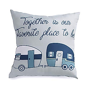 The Lakeside Collection Our Favorite Place is Together 16" Accent Pillow with Camper Motif