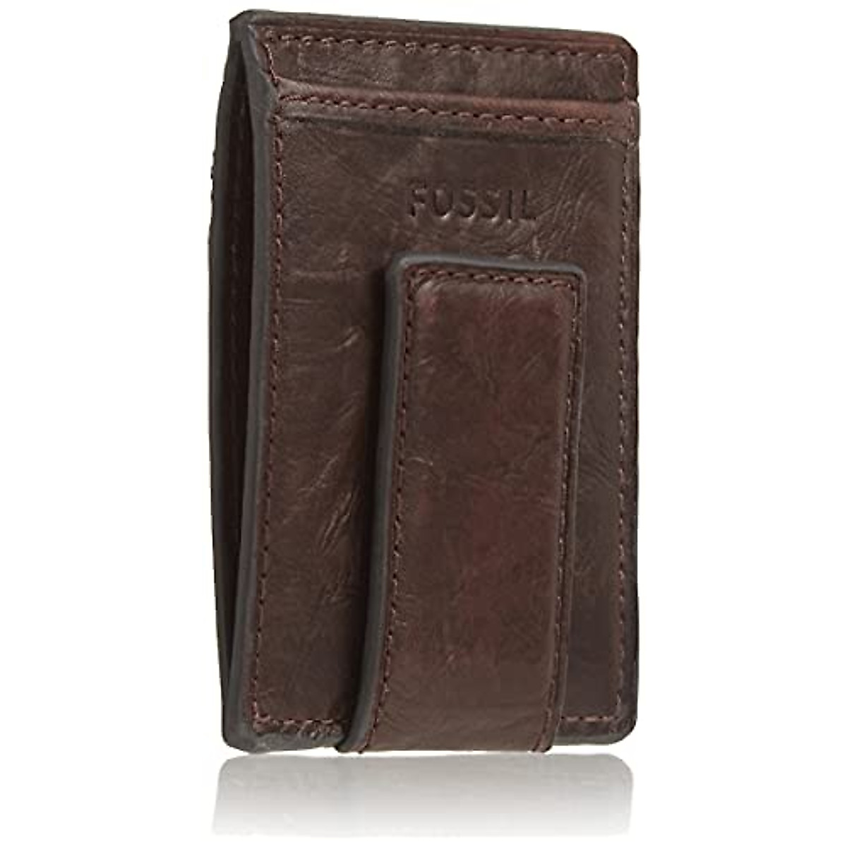 Fossil Men's Ingram Leather Magnetic Card Case with Money Clip Wallet, Brown, (Model: ML3235200)