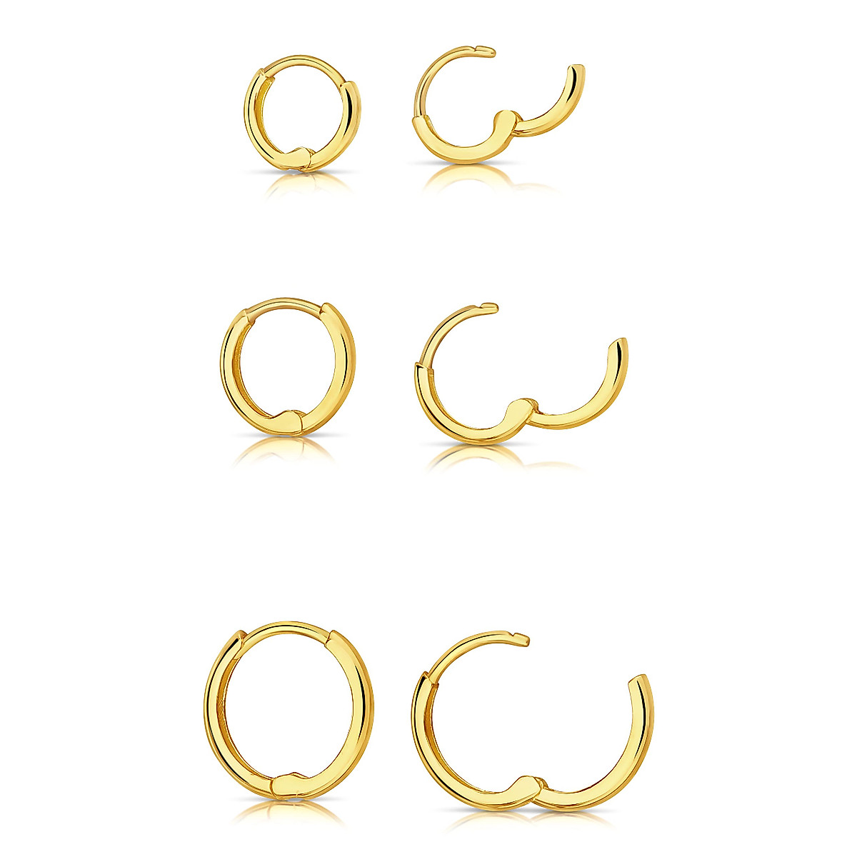 Solid Gold 14K Endless Tiny Hoop Polished Huggie Earrings (8.5mm)
