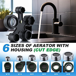 Enhon 13 in 1 Faucet Aerator Removal Tool, Metal Aerator Key Wrench for Hidden TF, TJ, TT, JR, STD and Cut Edge/Round Aerator with Housing M16 M18 M20 M22 M24 M28 (Black Mist)