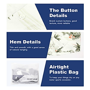 SURF CUZ Mens Hawaiian Shirts Short Sleeve Stretch Loose Fit Casual Aloha Shirt Vacation Mens Tropical Button Down Beach Shirts(White-Coconut Tree,Medium)