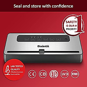 Food Vacuum Sealer Machine - Daintii Compact Pro Food Sealer for Dry & Frozen Freshness Preservation & Sous-Vide Cooking, Include User-friendly Starter Kit, Stainless Steel (Silver)