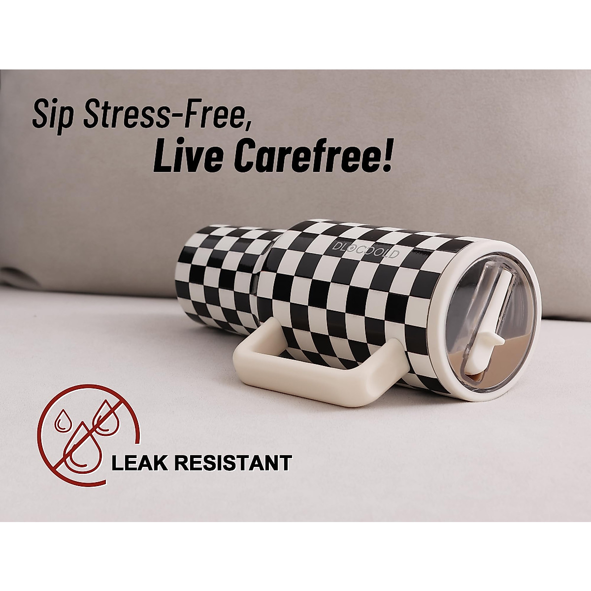 DLOCCOLD 40 oz Tumbler with Handle and Flip Straw, 100% Leak Resistant Leak-Proof Tumbler with Lid and Straw, Insulated Stainless Steel Travel Coffee Mug, Keeps Cold or Hot, Car Cupholder Friendly