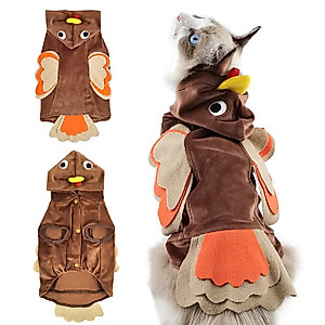 Hotumn Turkey Dog Costume Thanksgiving Dogs Clothes Softable Puppy Hoodie Halloween Party Dog Costume Easy-to-Wear for Small Medium Dogs and Cats (Small)