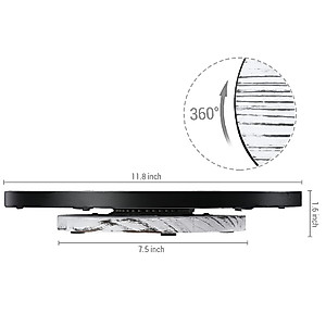 MyGift 12 Inch Vintage White Solid Wood Lazy Susan Turntable Tray with Black Metal Rim, 360 Degree Rotating Round Serving Display Tray for Food, Spices & Condiments