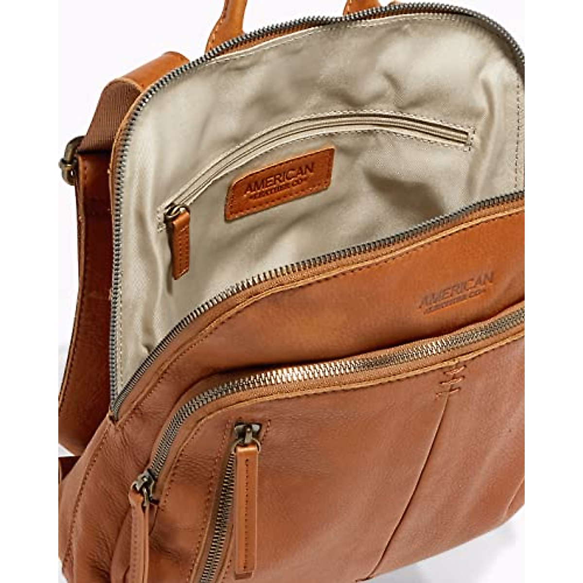 American Leather Co. Cleveland Backpack for Women, Black, 100% Genuine Leather, Medium-Sized Stylish Backpack Purse with Pleat Detailing & Antiqued Hardware, Adjustable Straps