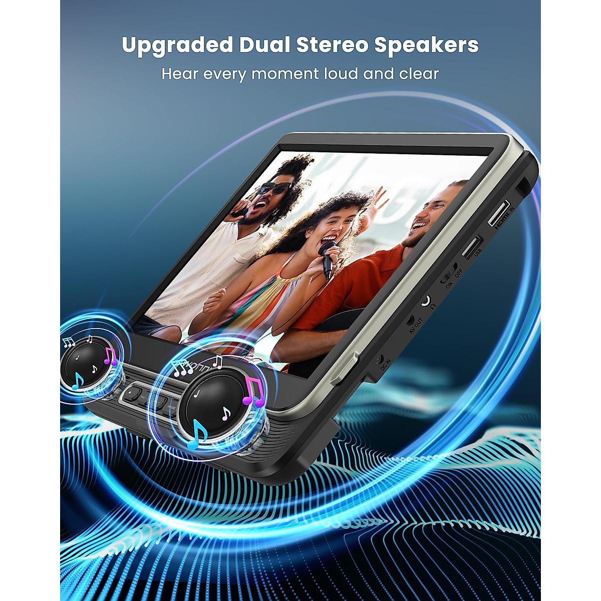 WONNIE 12" Headrest DVD Player Portable for Car, Support 1080P/MP4 Video with HDMI Input/Output, Mounting Bracket, AC Adapter, Car Charger, AV Out, USB Card Reader, Last Memory