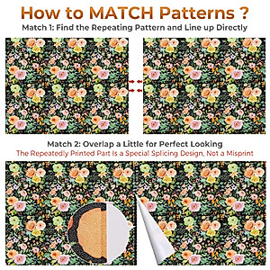 Beautysaid Wallpaper Peel and Stick Floral：Boho Textured Wall Paper for Bedroom Bathroom Renter Friendly Waterproof Pink Watercolor Modern Wallpaper for Kitchen Cabinet(Black,17.5x118 inch)