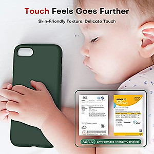 TOCOL 3 in 1 for iPhone SE Case 2020/2022, iPhone 8/7 Case, with 2 Pack Screen Protector, Slim Liquid Silicone Shockproof Phone Case 4.7 Inch, [Anti-Scratch] [Drop Protection], Alpine Green