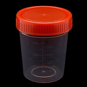 YXQ 20Pcs 120ML Sterile Specimen Cups with Lids 3OZ Screw-on Cap Red Cover Measuring Containers Seal Clear Transparent PP-Plastic