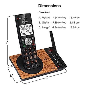 AT&T CL82267 DECT 6.0 2-Handset Cordless Phone for Home with Answering Machine, Call Blocking, Caller ID Announcer, Intercom and Long Range, Black & Wood Grain Finish