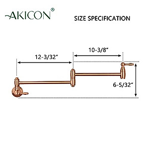 Copper Pot Filler Kitchen Faucet, Wall Mounted Stretchable Double Joint Swing Arm - Five Years Warranty