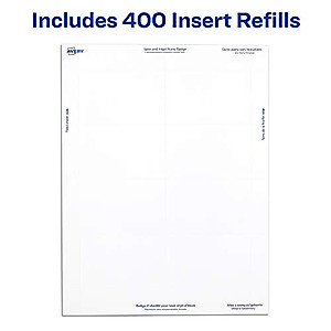 Avery Name Badge Inserts, Print or Write, 2-1/4 Inch x 3-1/2 Inch, 400 Card Stock Refills (5390), White