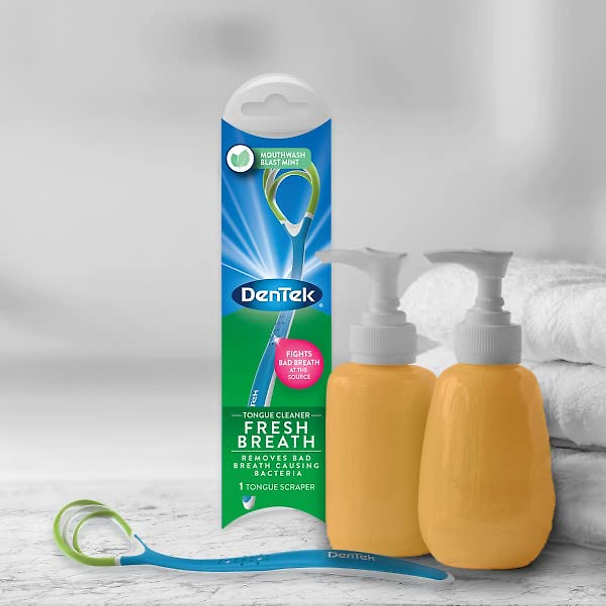 DenTek Fresh Breath Tongue Cleaner, 1 Count. (Pack of 5)