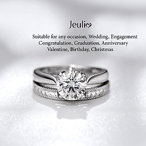 Jeulia 2.5 Carat Chocolate Rings Sterling Silver Dazzling Round Cut Solitaire for Women Purple Amethyst Bridal Round Cut Wedding Set Christmas Engagement Eternity Promise Jewelry with Gift Box (White, 4)