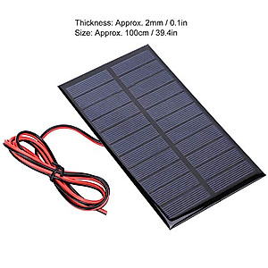 2Pcs Mini Solar Panel Cell Power Charger Module, Cell Board Module 100CM Red and Black Line 5.5V 1.6W