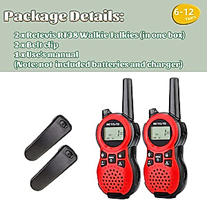 Retevis RT38 Walkie Talkies for Kids 2 Pack,Toy Walkie Talkie with 22 CH VOX USB Port Flashlight,Toy Walkie Talkie for 5-13 Boys Girls Outdoor Camping Games Indoor(Red)