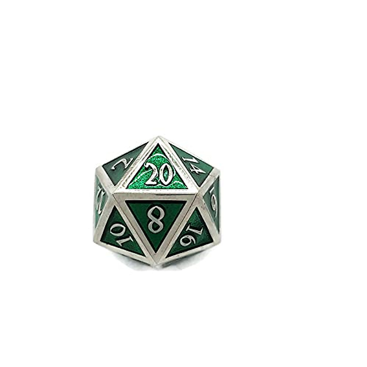 Green Metal D20 F*** Dice Critical Fail F 20 Sided Die Set DND Silver Chrome Color Number for Role Playing Game Dungeons and Dragons D&D Pathfinder Shadowrun and Math Teaching