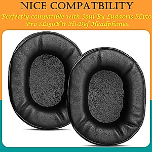 TaiZiChangQin SL150 Pro Upgrade Ear Pads Ear Cushions Replacement Compatible with Soul by Ludacris SL150 Pro SL150BW Hi-Def Headphone Protein Leather Earpads