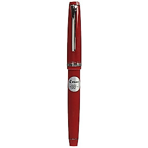 PILOT Falcon Collection Fountain Pen, Red Barrel with Rhodium Accents, Soft Extra Fine Nib, Blue Ink (71620)