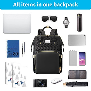 VSNOON Laptop Backpack for Women, 15.6 Inch Travel Backpack Purse with USB Port, Stylish, Water Resistant, Backpack for Women Men Girls Teacher Nurse School Work Travel, Black