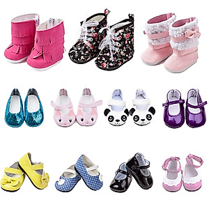 6 Pairs of Doll Shoes Include Boots Leather Shoes Fits 18 Inch American Girl Doll