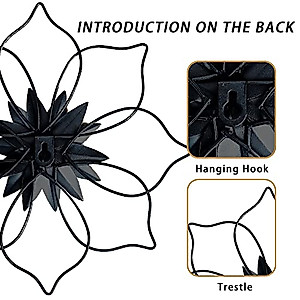 3pcs Metal Flower Garden Wall Decor Home Outdoor Fence Art Patio Floral Sculptures, Hanging Decorations for Yard Porch Living Room - 9.5 Inch