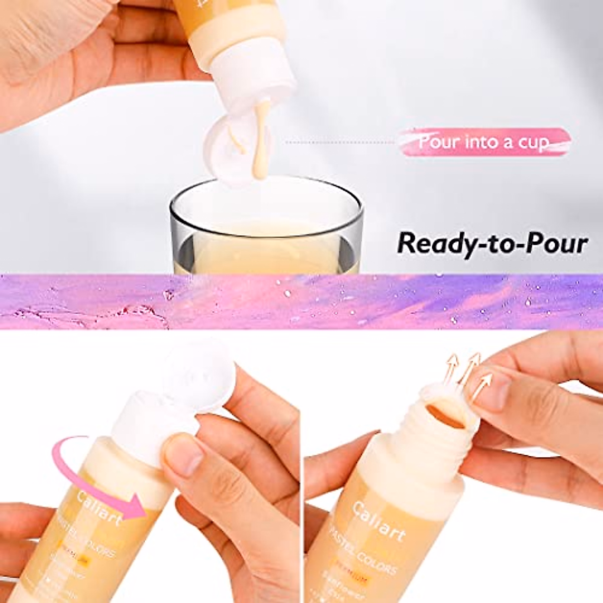 Caliart Acrylic Paint Set with 12 Brushes, 36 Pastel Colors (59ml, 2oz) Art Craft Paint for Artists Students Kids Beginners & Hobby Painters, Halloween Canvas Ceramic Wood Rock Painting Supplies Kit