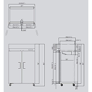 52" Double 2 Door Side By Side Stainless Steel Reach In Commercial Freezer 49 Cubic Feet, for Restaurant