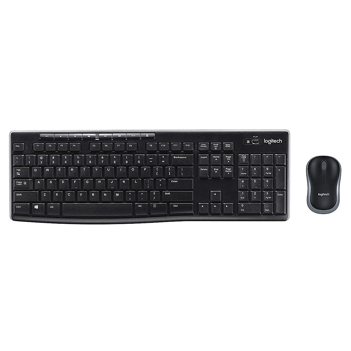 Logitech K270 Wireless Keyboard and M185 Wireless Mouse Combo — Keyboard and Mouse Included, Long Battery Life (Black with Mouse)