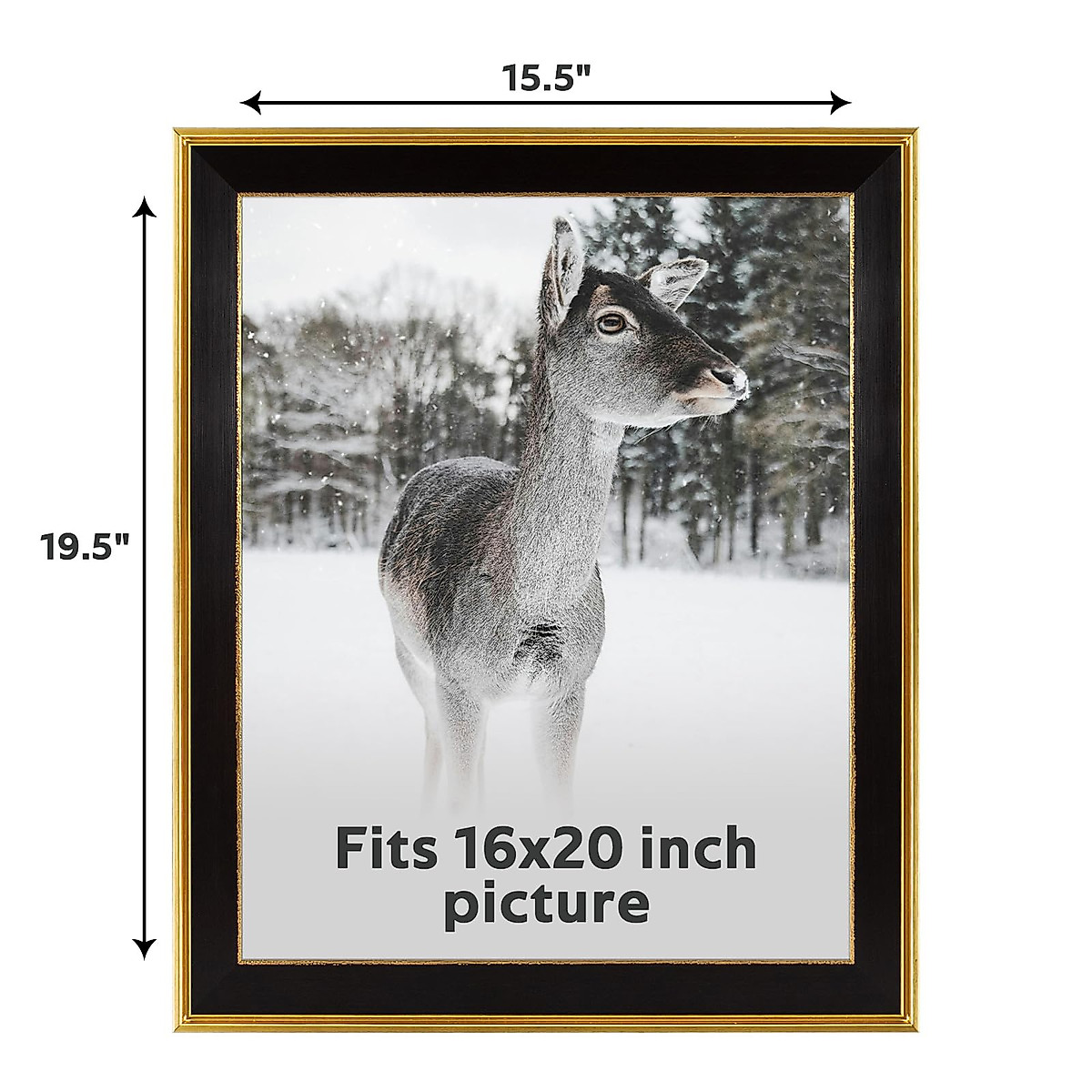 AUEAR,16x20 Picture Frame for 16x20 Photo Without Mat,Vintage Style,Wall Mounting (Black and Classic Gold)