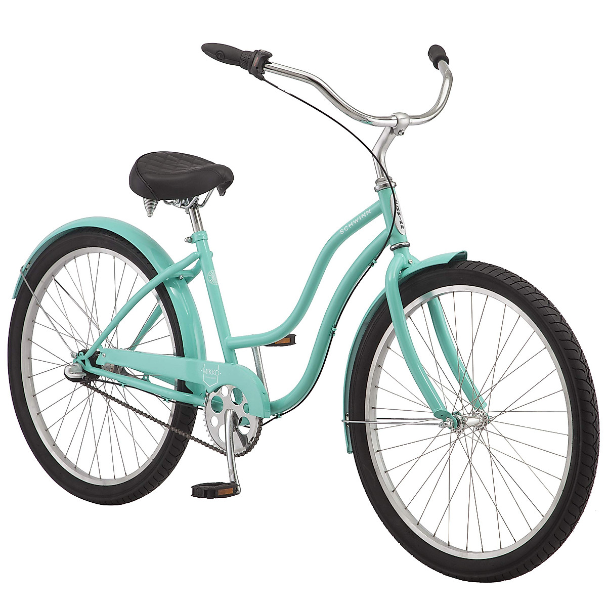 Schwinn Mikko Adult Beach Cruiser Bike, Featuring 17-Inch/Medium Steel Step-Over Frames, 3-Speed Drivetrains, Teal