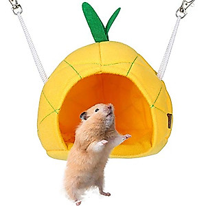 Jetec Pineapple Hammock Soft Hamster House Bed Small Animals Hamster Hanging House Cage Nest Sugar Glider Cage Accessories for Guinea Pig Rat Chinchilla Small Pets Sleeping Playing