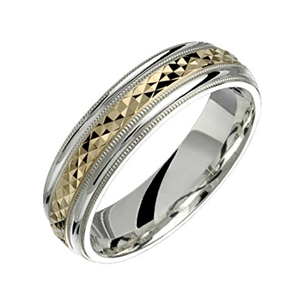 Alain Raphael 2 Tone Sterling Silver and 10k Yellow Gold 6 Millimeters Wide Wedding Band Ring