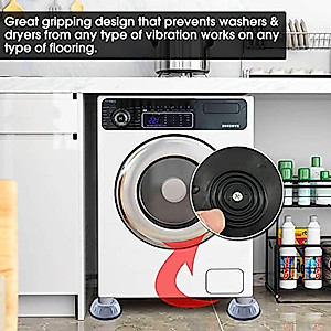 VAIIEYO 4Pcs Shock & Noise Cancelling Washing Machine Support, Anti Slip Rubber Washing Machine Feet Pads, Washing Machine Stabilizer, Anti-Walking Rubber Pads for Home Appliances, Universal Size