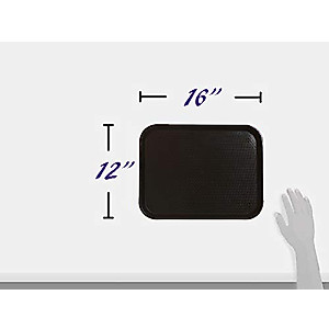 Fast Food Tray 12 x 16 Black Rectangular Polypropylene Serving Tray for Cafeteria, Diner, Restaurant, Food Courts