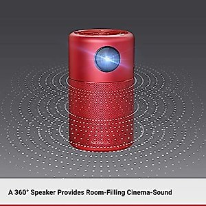 Anker Nebula Capsule Smart Wi-Fi Mini Projector，Red, 100 ANSI Lumen Portable Projector，with Capsule Series Adjustable Tripod Stand