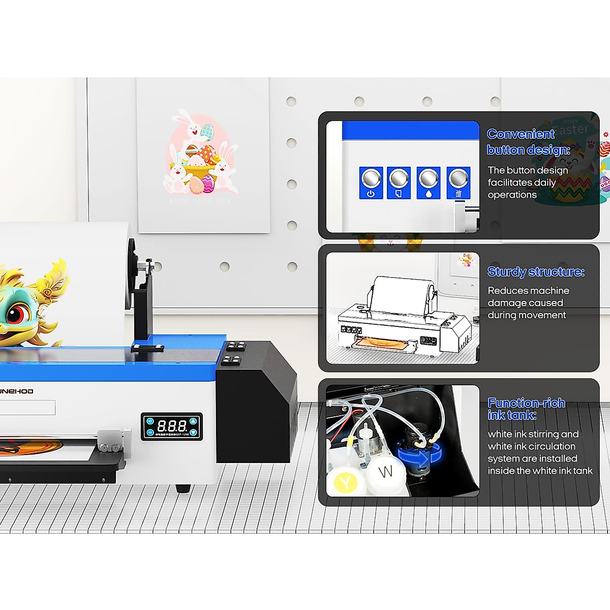 PUNEHOD L1800 DTF Transfer Printer with Roll Feeder,Direct to Film Print-preheating A3 DTF Printer for Dark and Light Clothing VS DTG Printer (A3 DTF Printer +Oven)