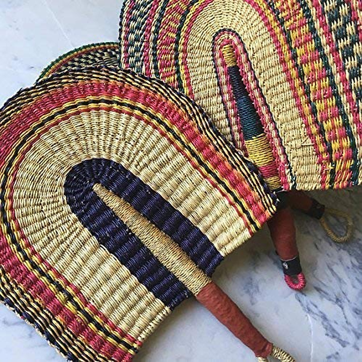 African Handfan with Leather Handle
