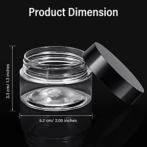 Patelai 4 Pieces Round Clear Wide-mouth Leak Proof Plastic Container Jars with Lids for Travel Storage Makeup Beauty Products Face Creams Oils Salves Ointments DIY Making or Others (Black,1 Ounce)