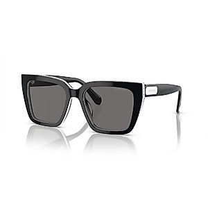 SWAROVSKI SK6013 Sunglasses, Black/Dark Grey Polarized, 54 mm